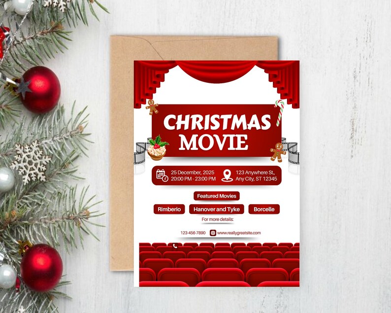 Editable Christmas Movie Invitation Printable • Holiday Movie Invite ...
