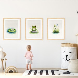 Frog, Lily Pad & Reeds Printable Wall Art – Kids Room Nature Trio ...