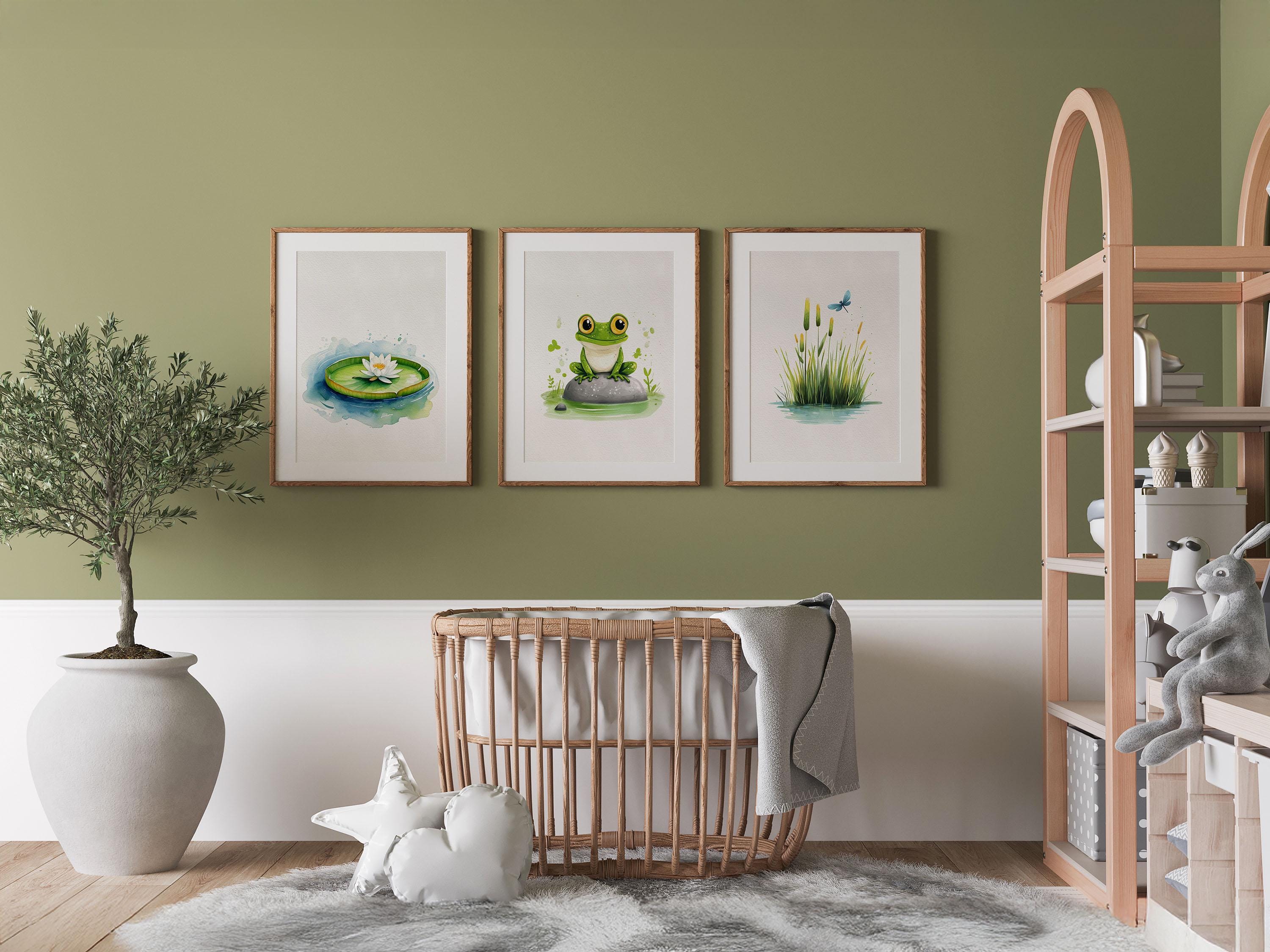 Frog, Lily Pad & Reeds Printable Wall Art – Kids Room Nature Trio ...