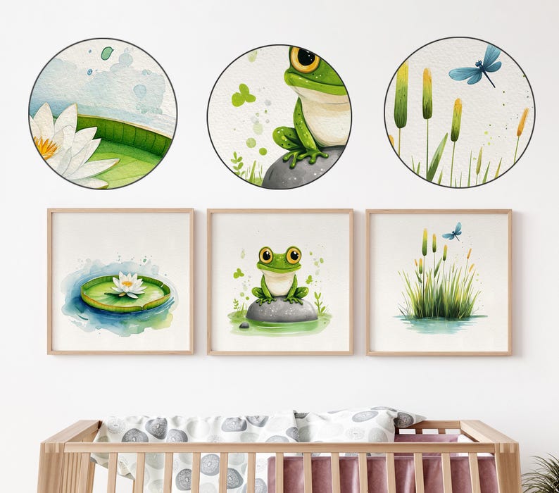 Frog, Lily Pad & Reeds Printable Wall Art – Kids Room Nature Trio ...