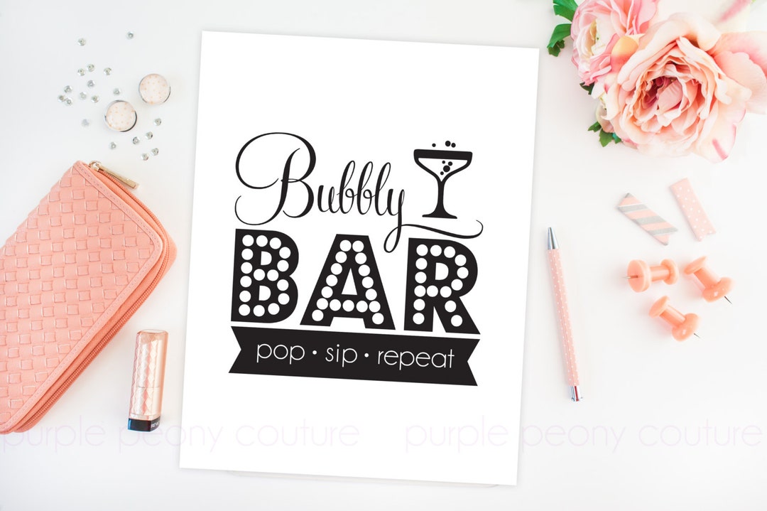 Printable Bubbly Bar Champagne Sign Brunch Signature Cocktail Modern ...
