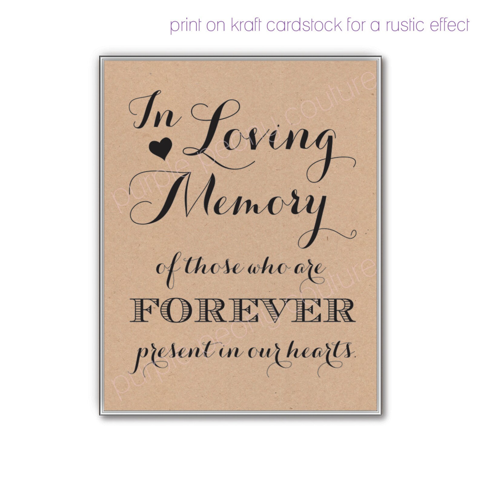 In Loving Memory Forever in Our Hearts Memorial Table Wedding Sign ...