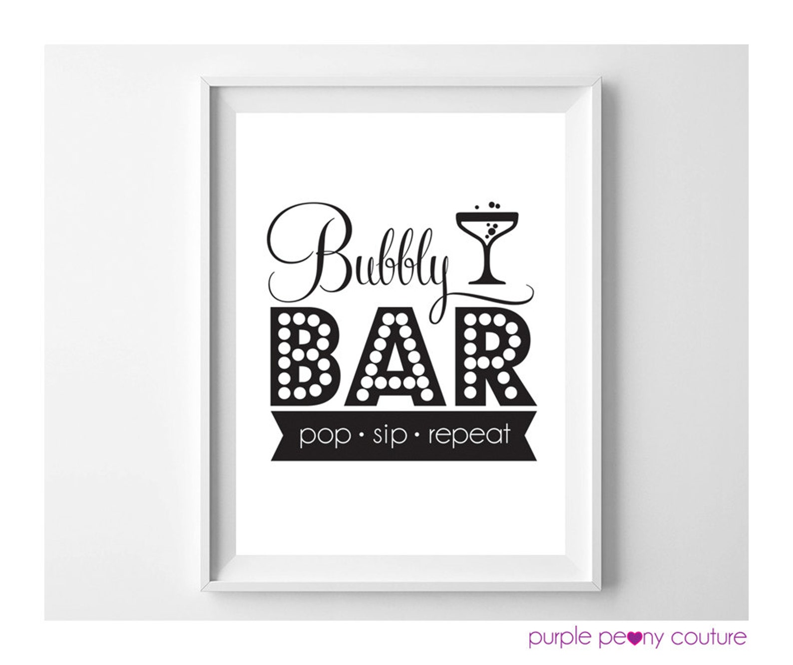Printable Bubbly Bar Champagne Sign Brunch Signature Cocktail Modern ...