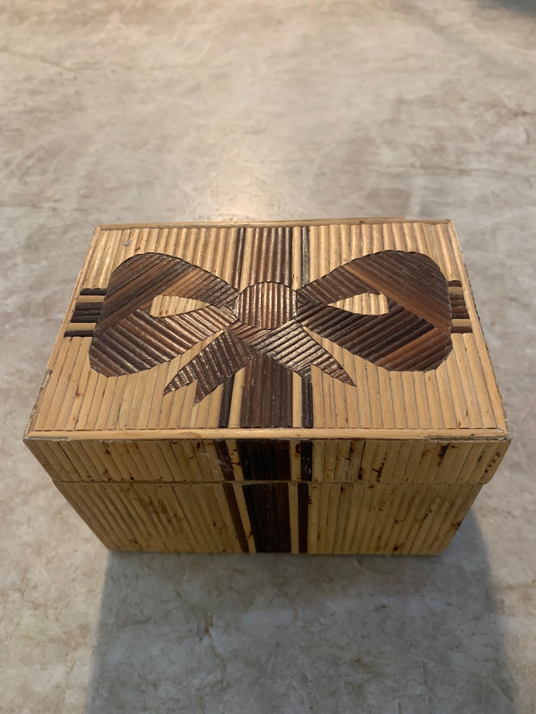 Vintage Matchstick Wood Bow Box - Etsy