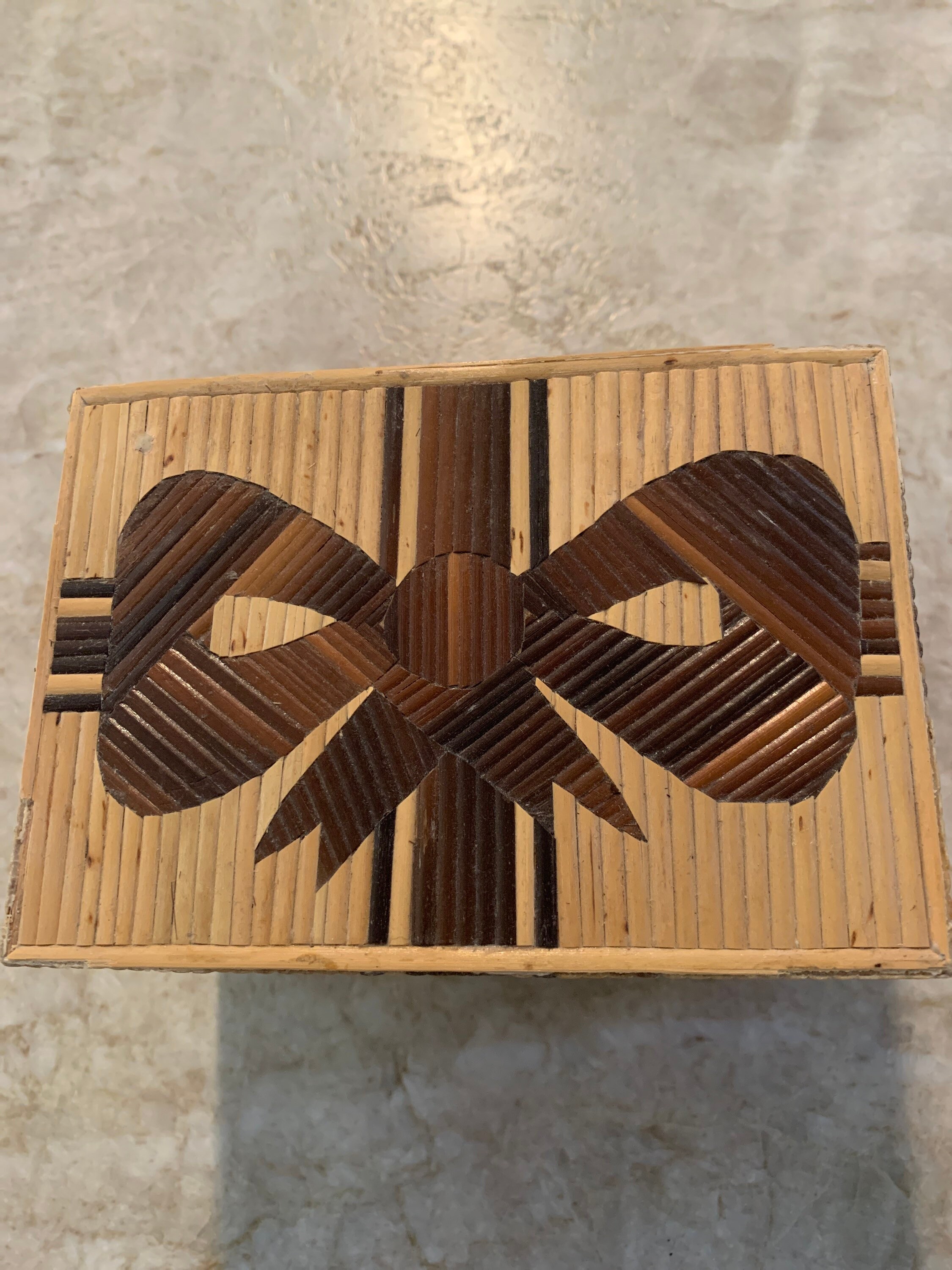 Vintage Matchstick Wood Bow Box - Etsy