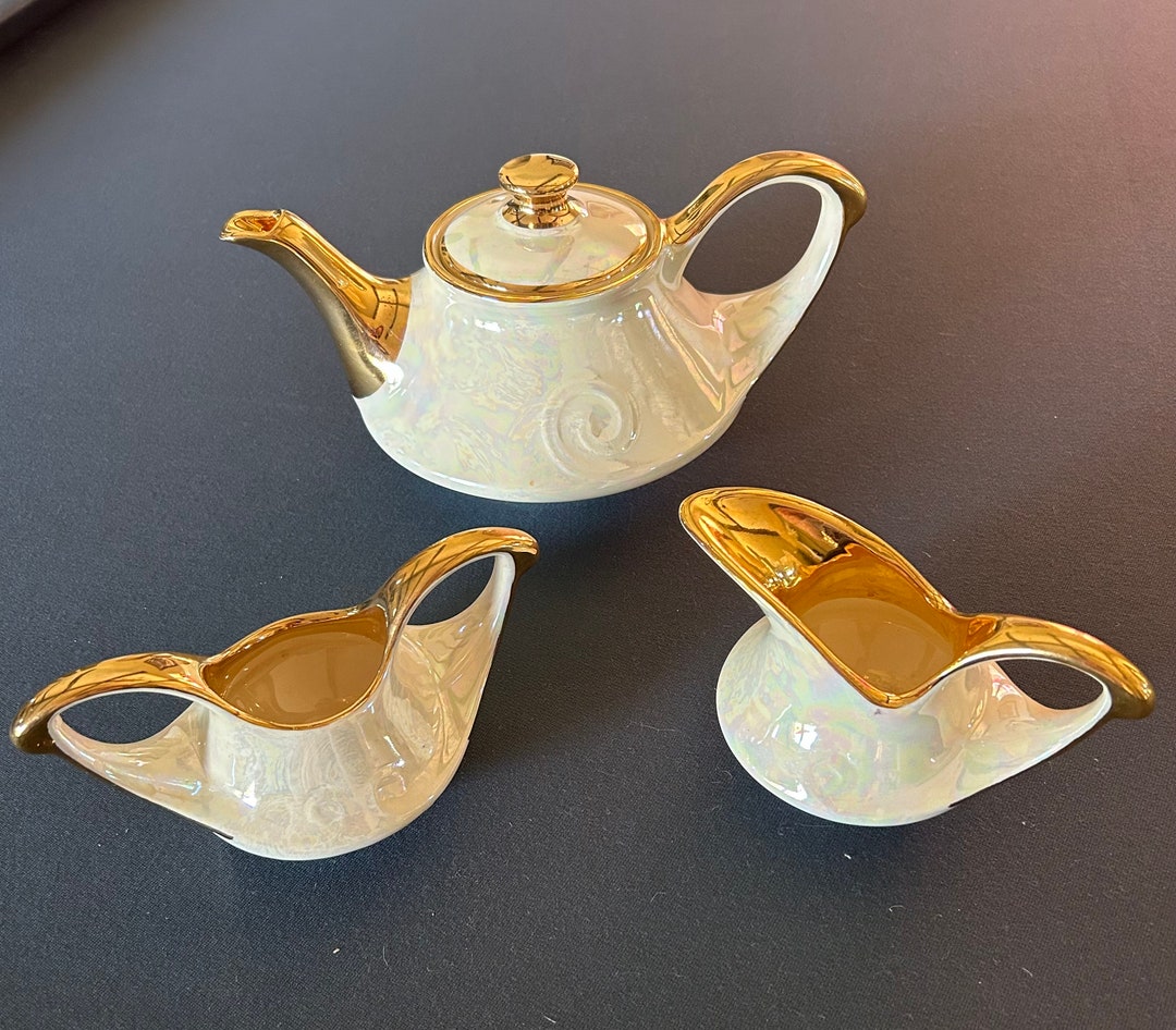 PEARL Teapot Sugar & Creamer - Etsy