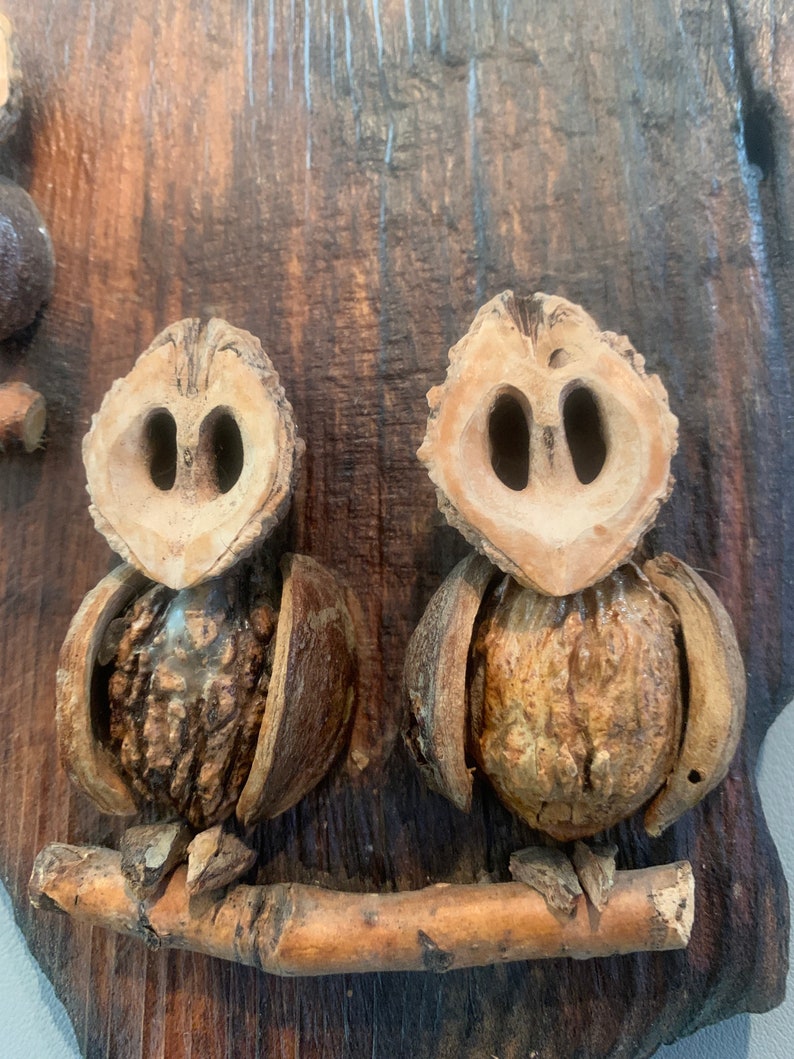 Vintage Folk Art Wooden Owl Family - Etsy