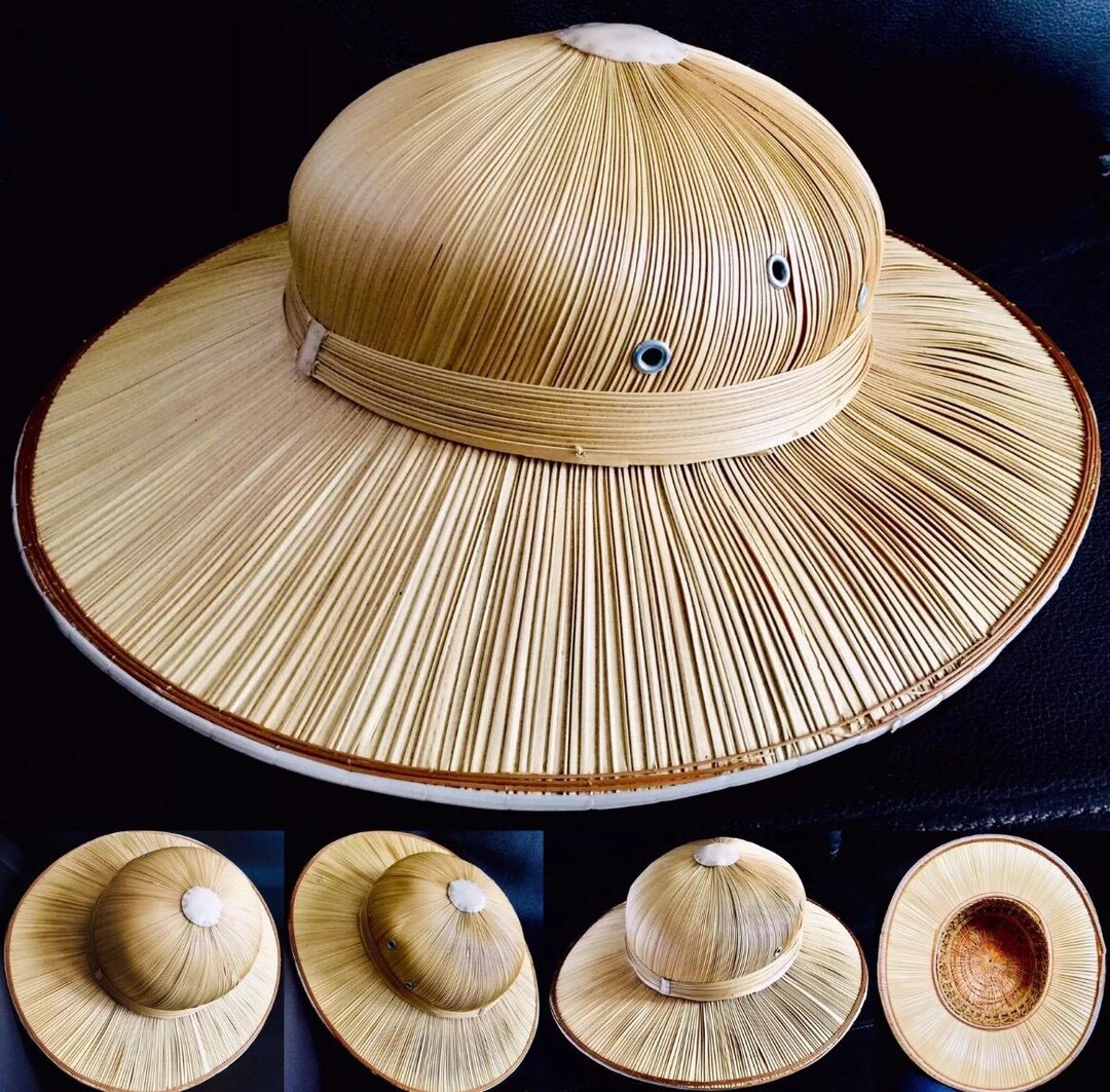 Vintage French Straw Pith Helmet - Etsy