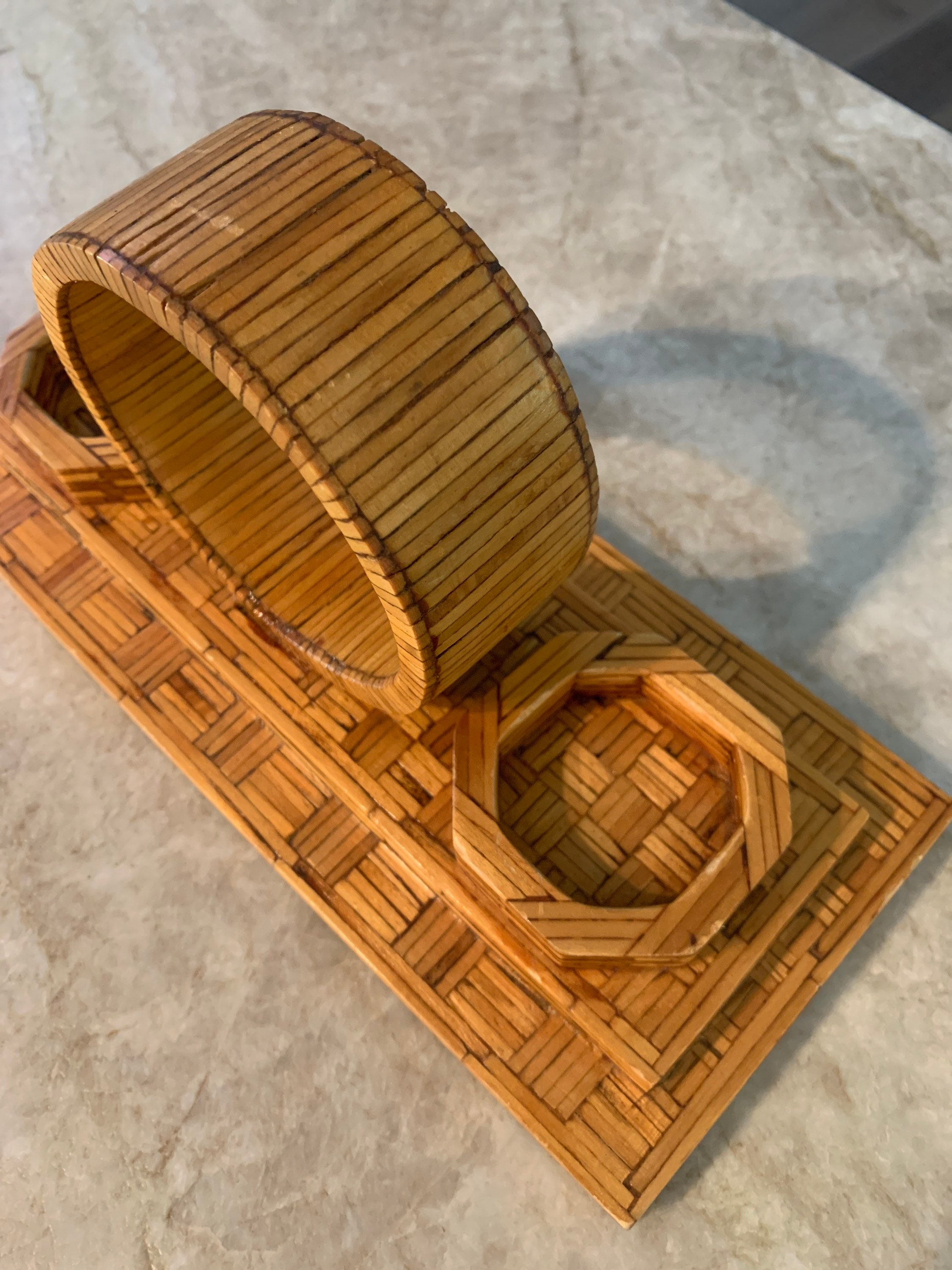 Vintage Tramp Art Wooden Desk Set - Etsy