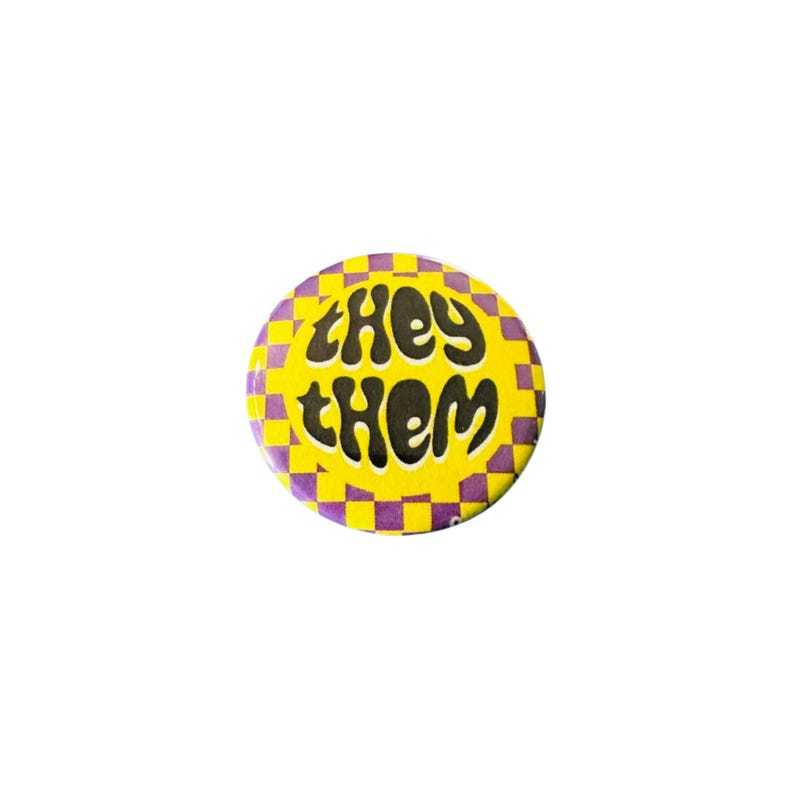 Retro Pronoun Pins - Etsy