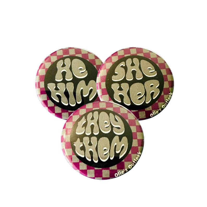 Retro Pronoun Pins - Etsy