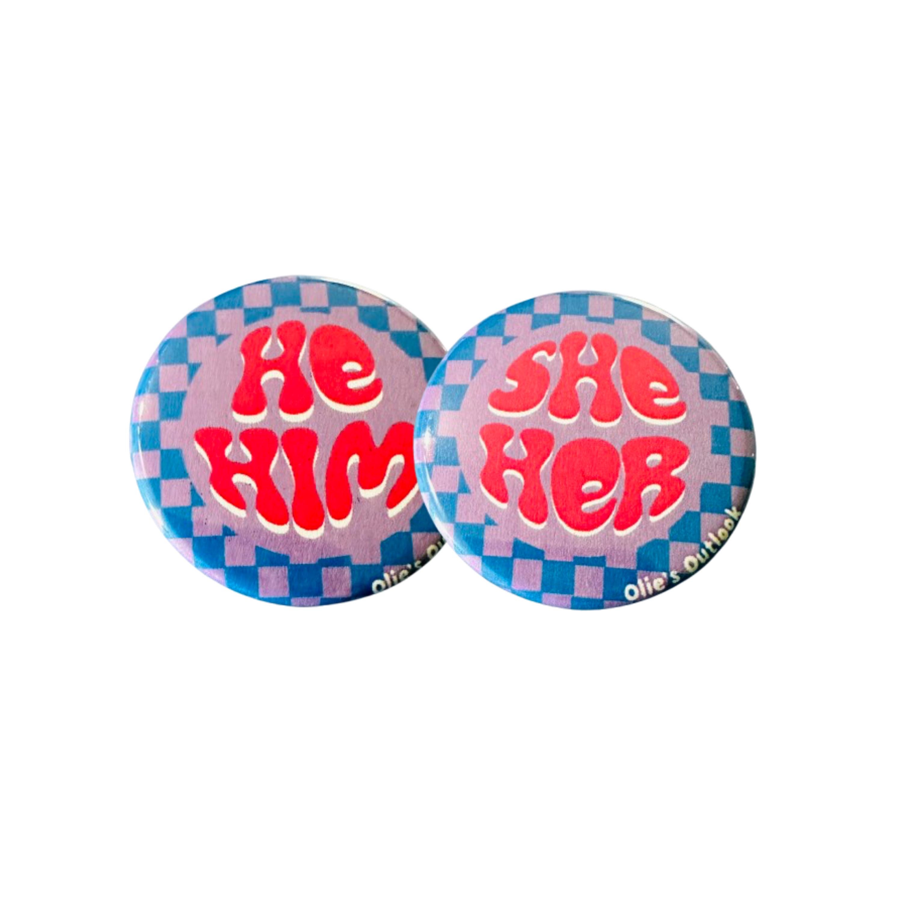 Retro Pronoun Pins - Etsy