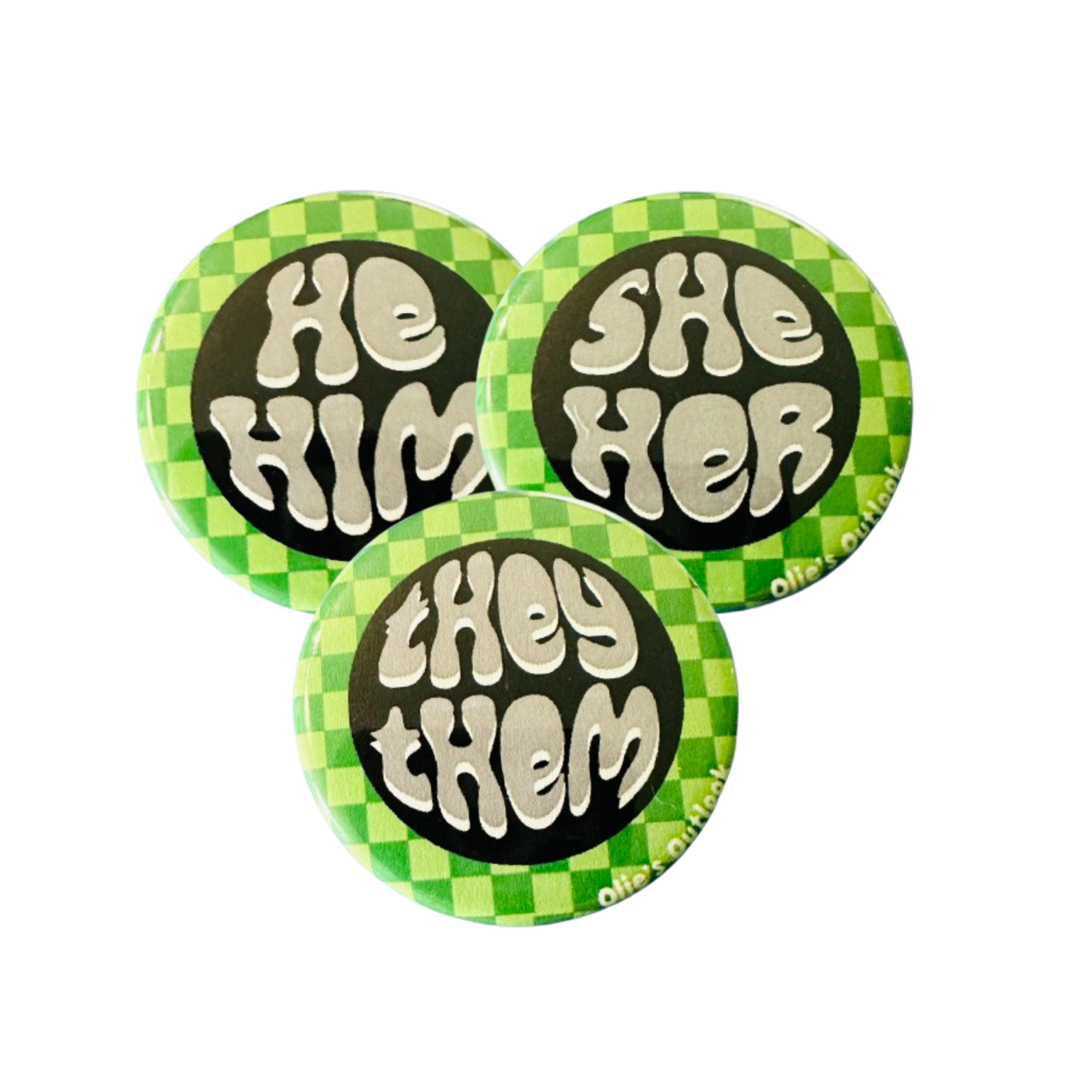 Retro Pronoun Pins - Etsy