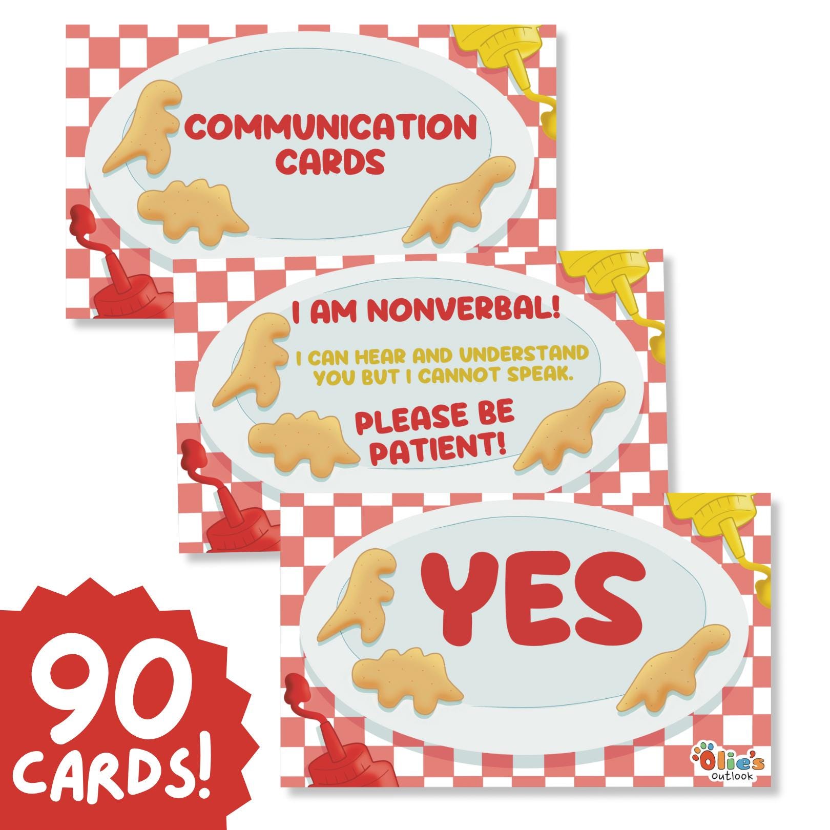 Dino Nugget Communication Cards - Etsy