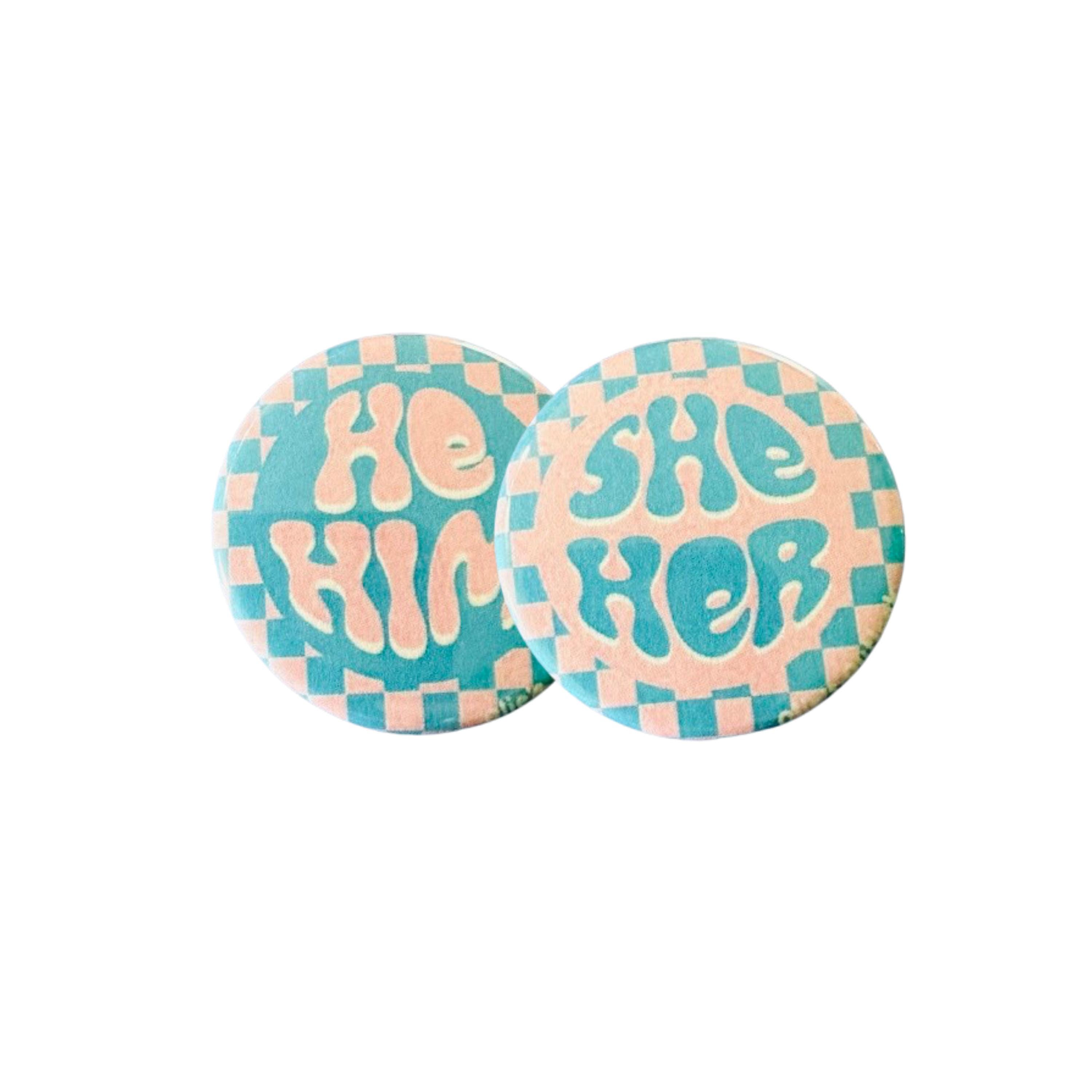 Retro Pronoun Pins - Etsy