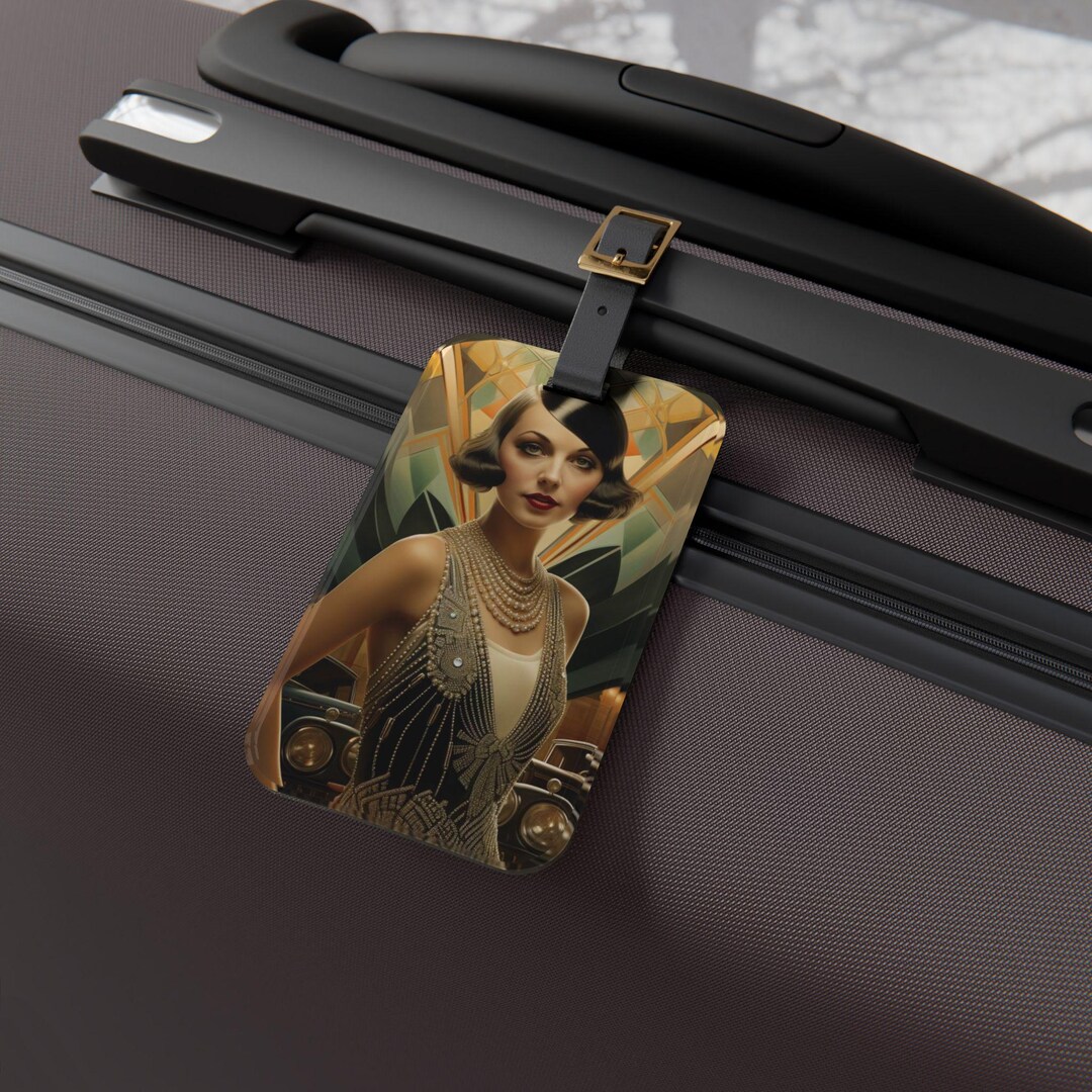Art Deco Luggage Tag, Glamorous Travel Accessory, Personalized Baggage ...