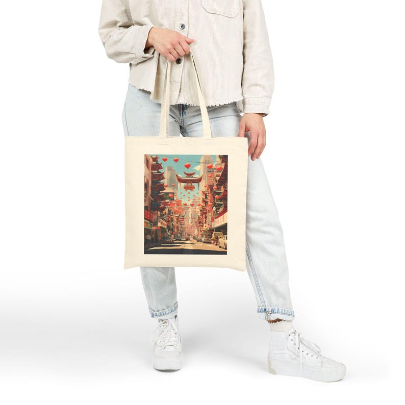 Chinatown Tote Bag, Eco-friendly Shopping Bag, Art Print Tote, Casual ...