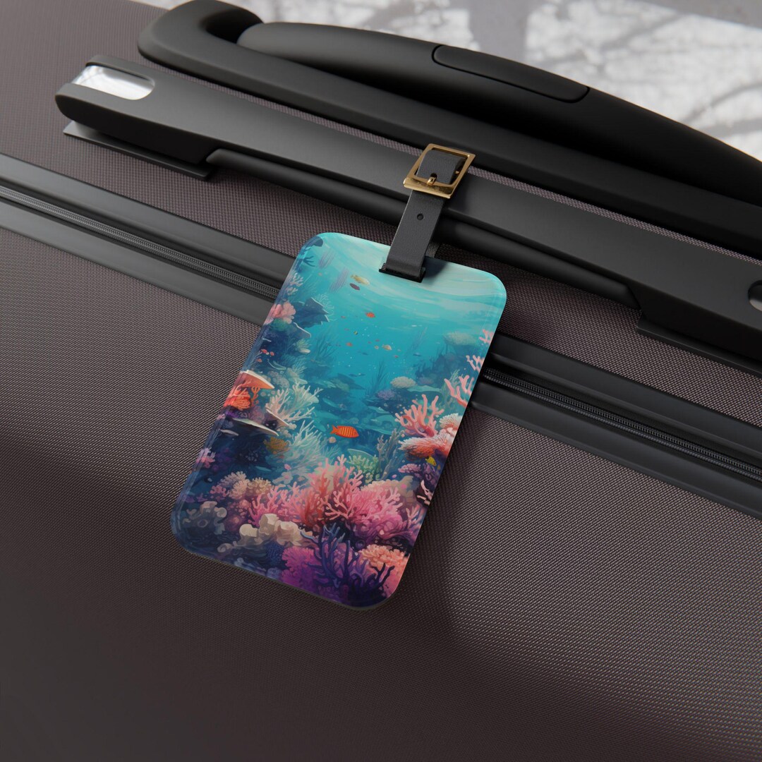 Coral Reef Luggage Tag, Travel Accessory, Gift for Travelers, Beach ...