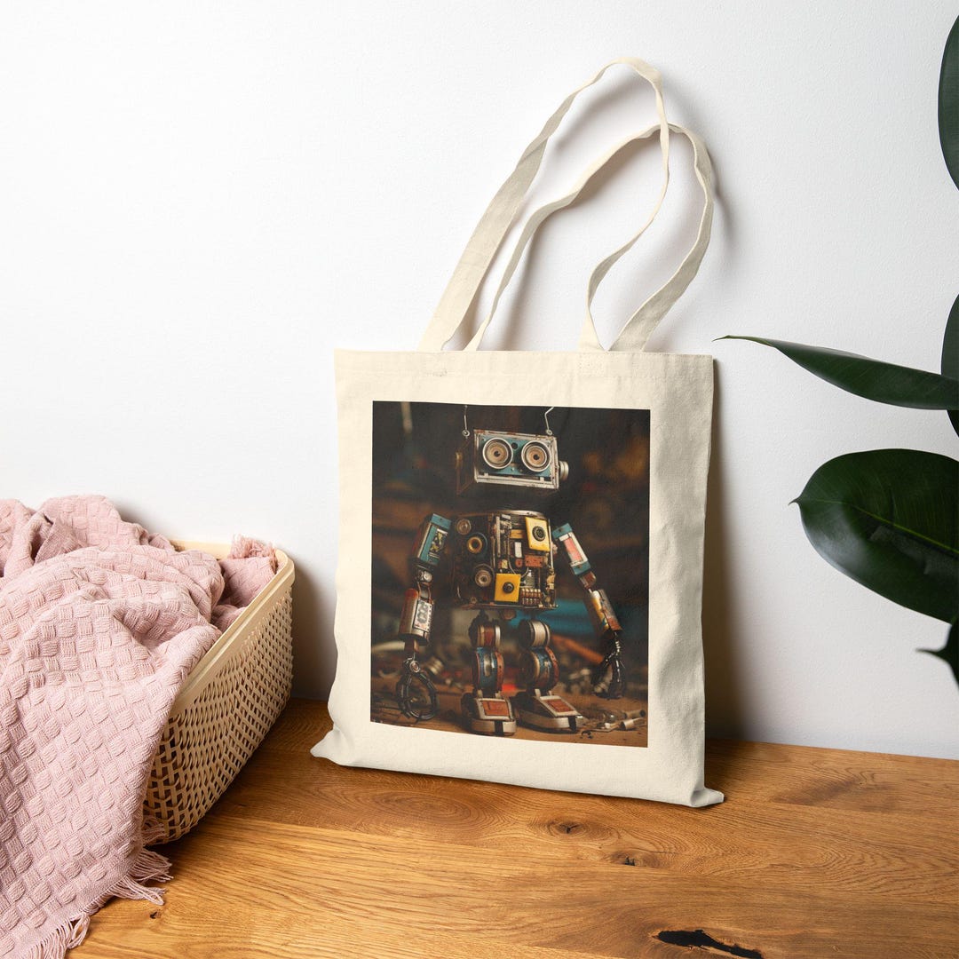 Recycled Robots Tote Bag, Eco-friendly Shopping Bag, Gift for Robot ...