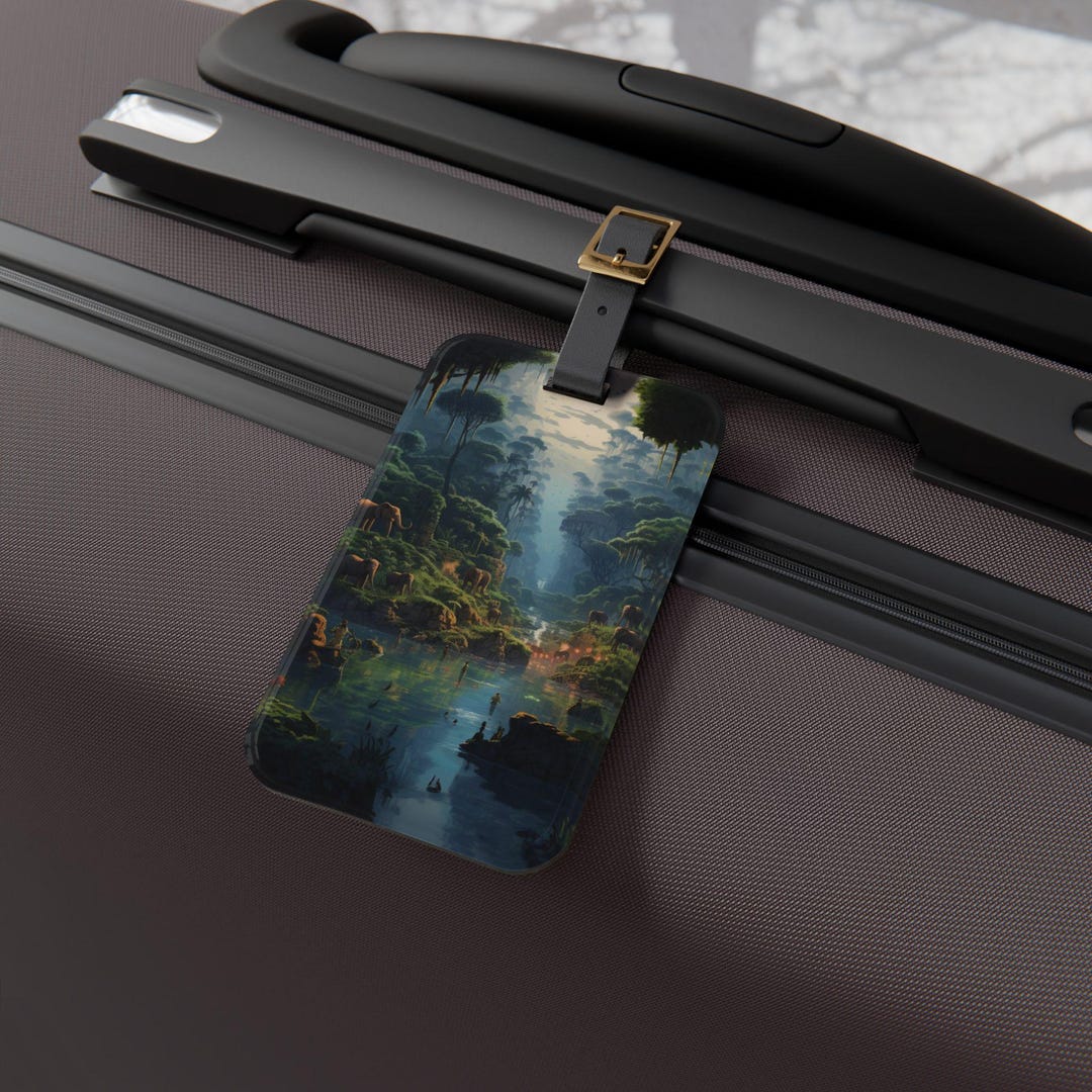 Jungle Jamboree Luggage Tag With Vibrant Nature Scene, Travel Accessory ...