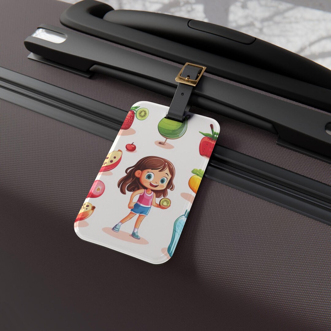 Healthy Habits Luggage Tag, Cute Travel Accessory, Personalized Travel ...
