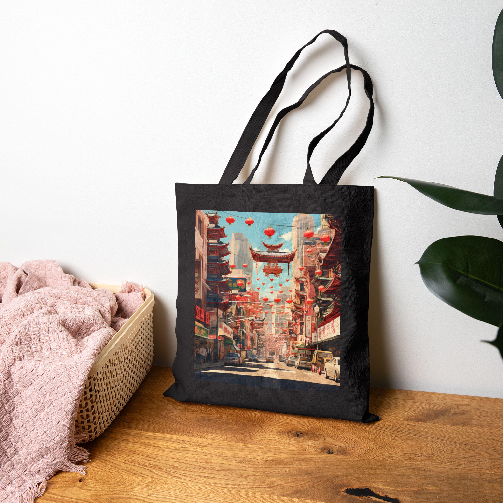 Chinatown Tote Bag, Eco-friendly Shopping Bag, Art Print Tote, Casual ...