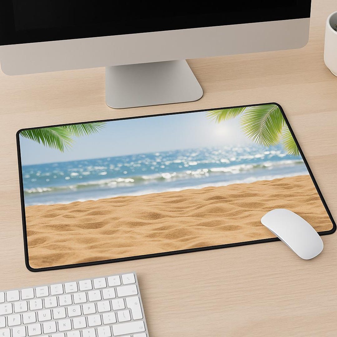 Beach View Neoprene Desk Mat, Ocean Scene Mouse Pad, Coastal Office ...
