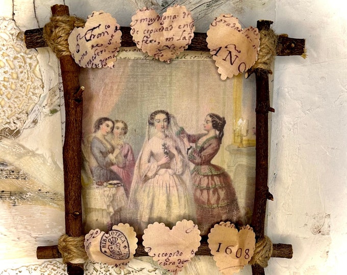 Lashed Frame of Picture of Godey's Ladies, the Bride, 8x8 Inches, by ...