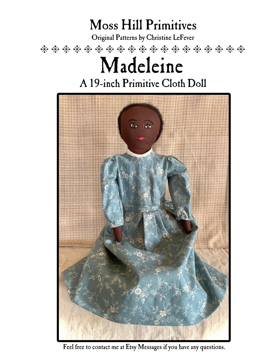 DIGITAL Pattern, Madeleine, A 19-inch, Primitive, Cloth Doll by ...