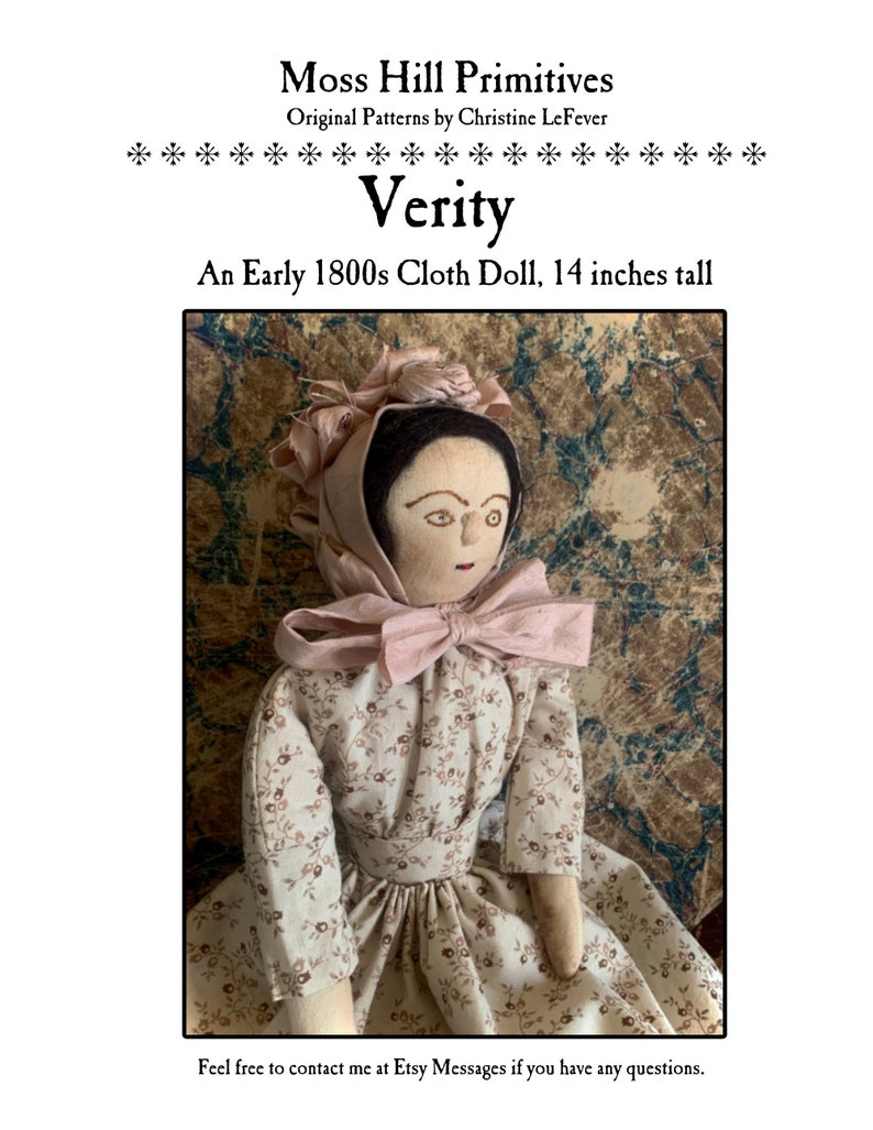 DIGITAL Pattern, Doll, Verity, an Early 1800s Primitive Cloth Doll, 14 ...