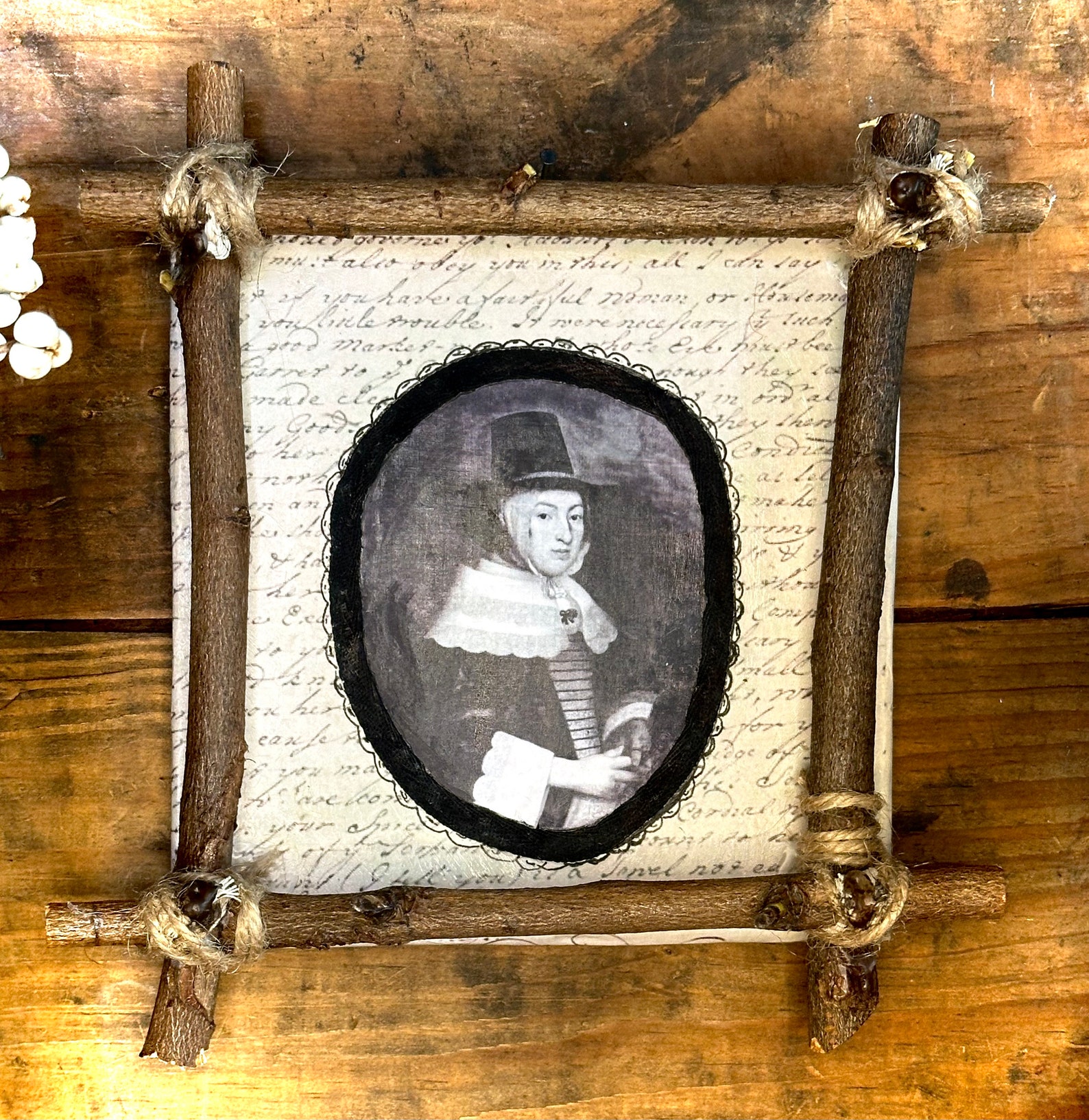 Lashed Frame Pilgrim Lady 8x8 Inches, by Christine Lefever - Etsy