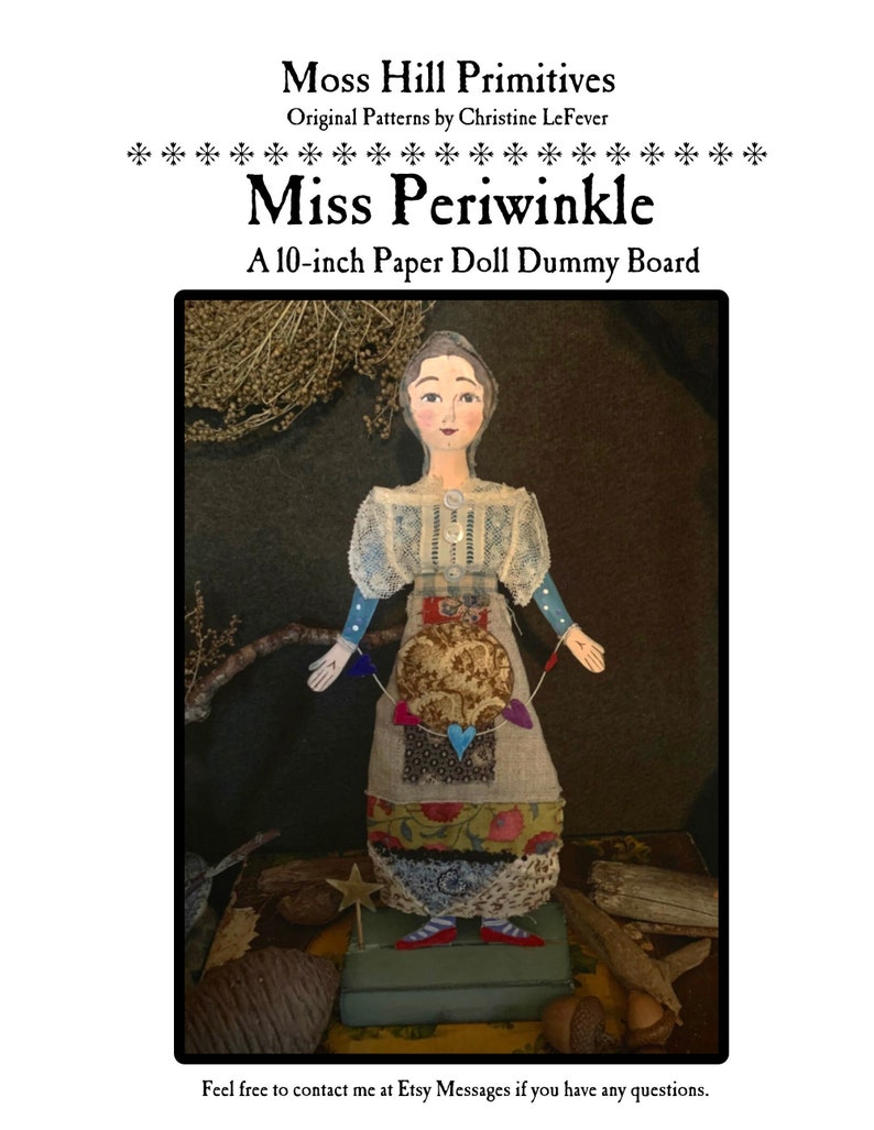 DIGITAL - Pattern, Miss Periwinkle, A 10-inch Paper Doll Dummy Board by ...