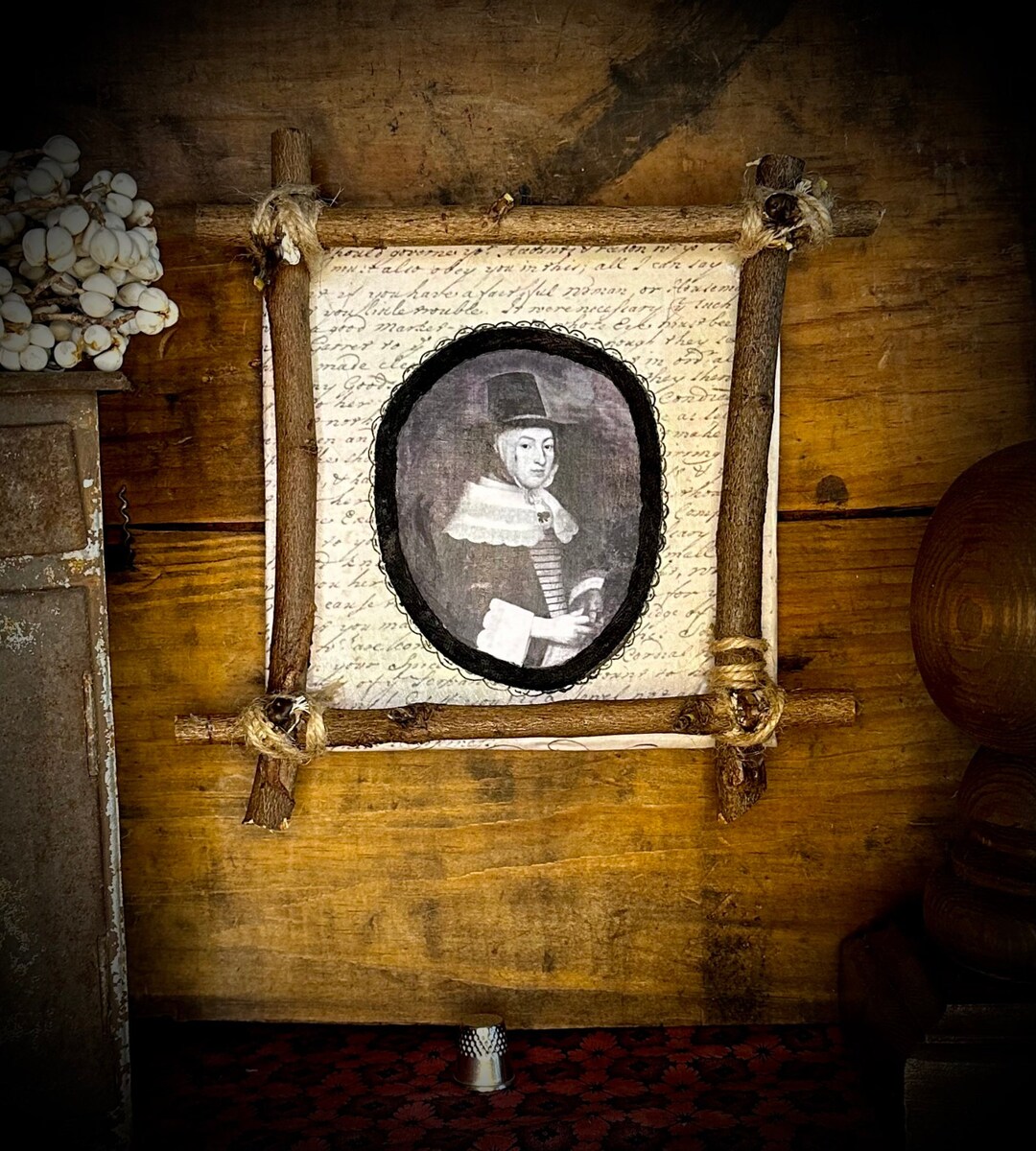 Lashed Frame Pilgrim Lady 8x8 Inches, by Christine Lefever - Etsy