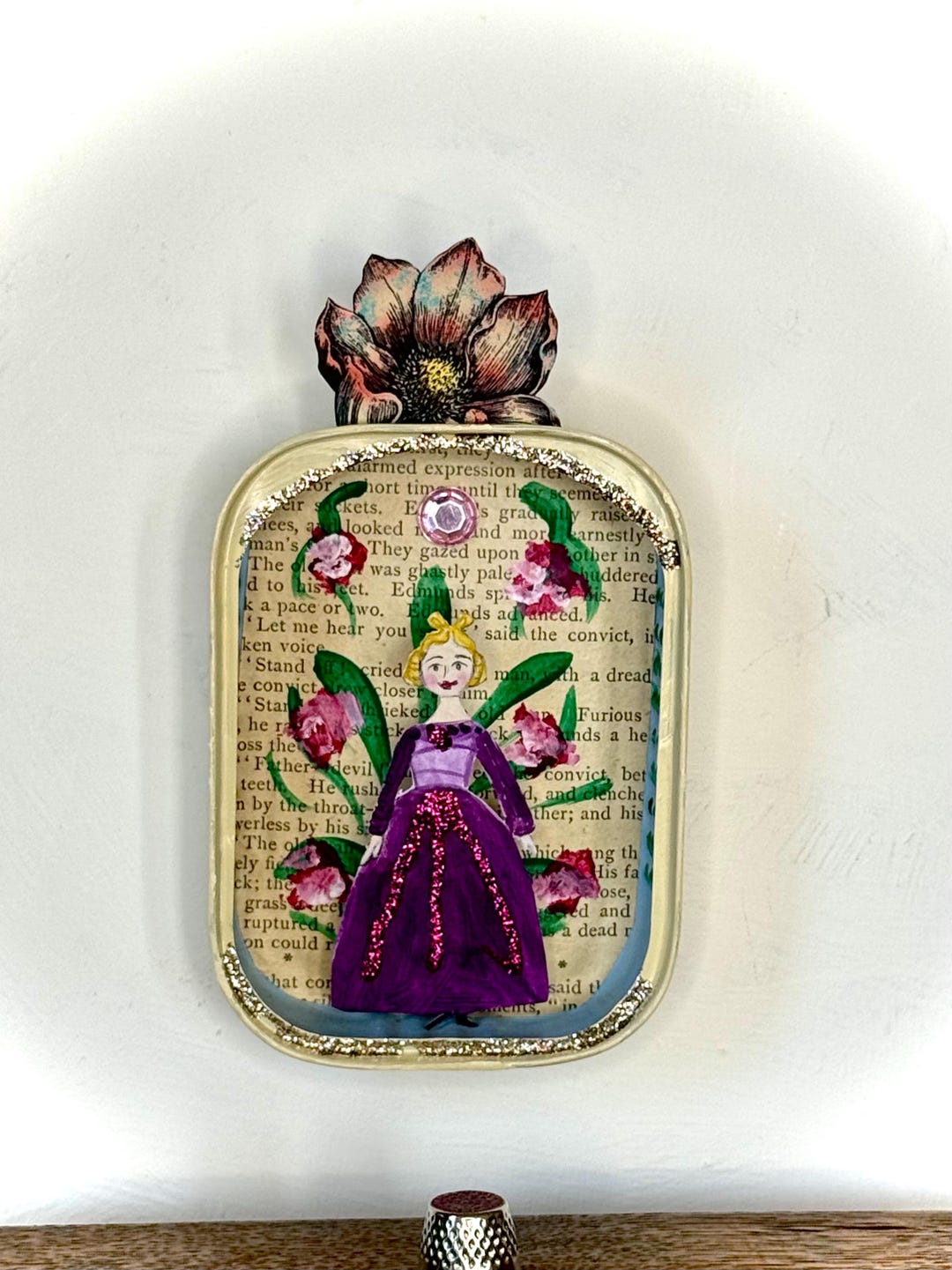 Shadowbox, Hand Painted Little Jane, 4 X 3 Plus 1 Inch Paper Top by ...