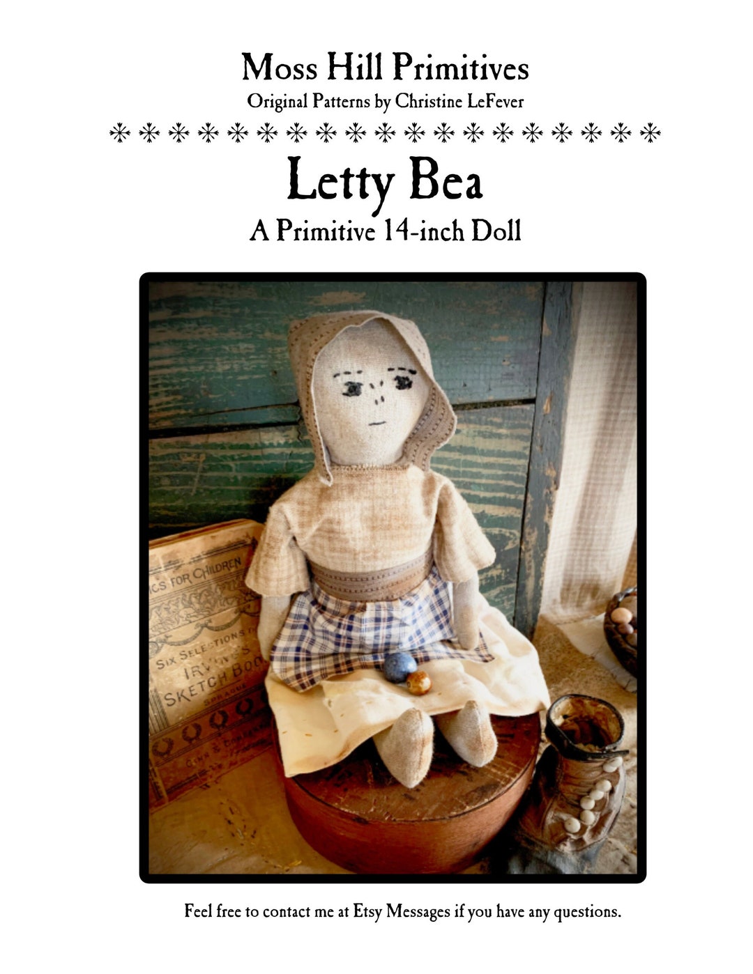 DIGITAL Pattern, Letty Bea, a 14 Inch Primitive Cloth Doll by Christine ...