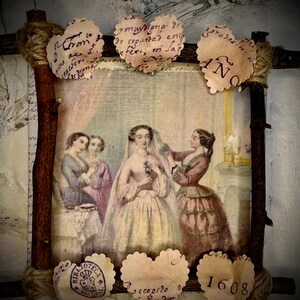 Lashed Frame of Picture of Godey's Ladies, the Bride, 8x8 Inches, by ...