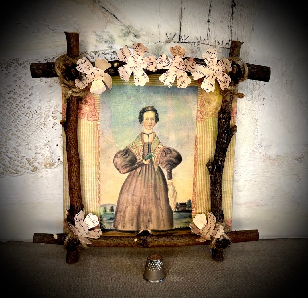 Lashed Frame of Old World Lady With Her Book, 8x8 Inches, by Christine ...