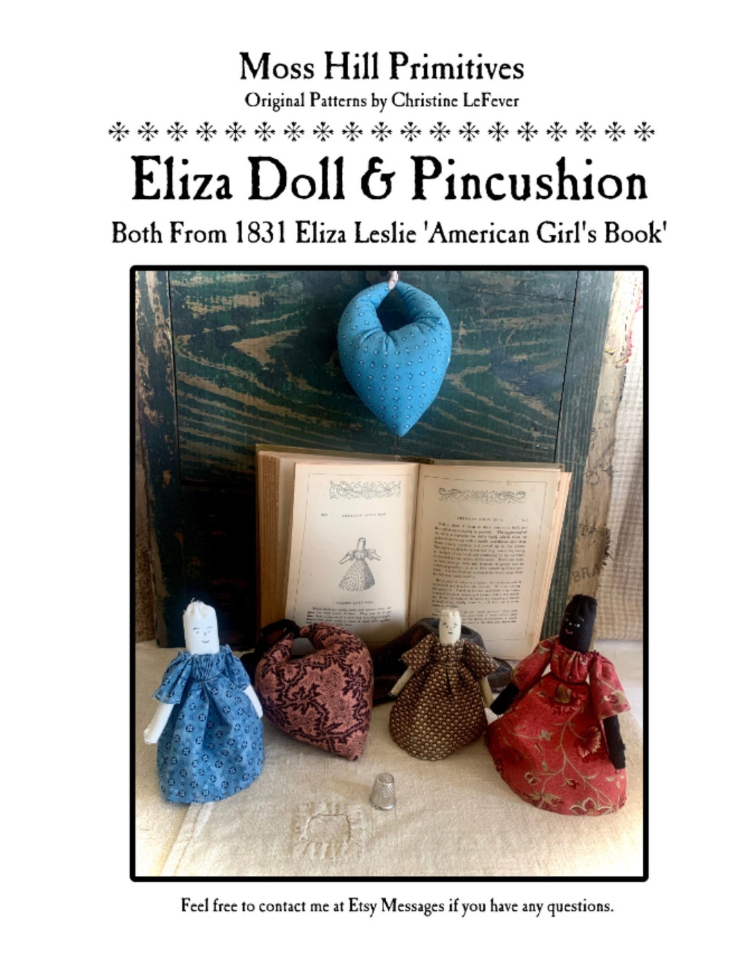 DIGITAL Pattern Eliza Doll & Pincushion Both From 1831 Eliza Leslie ...