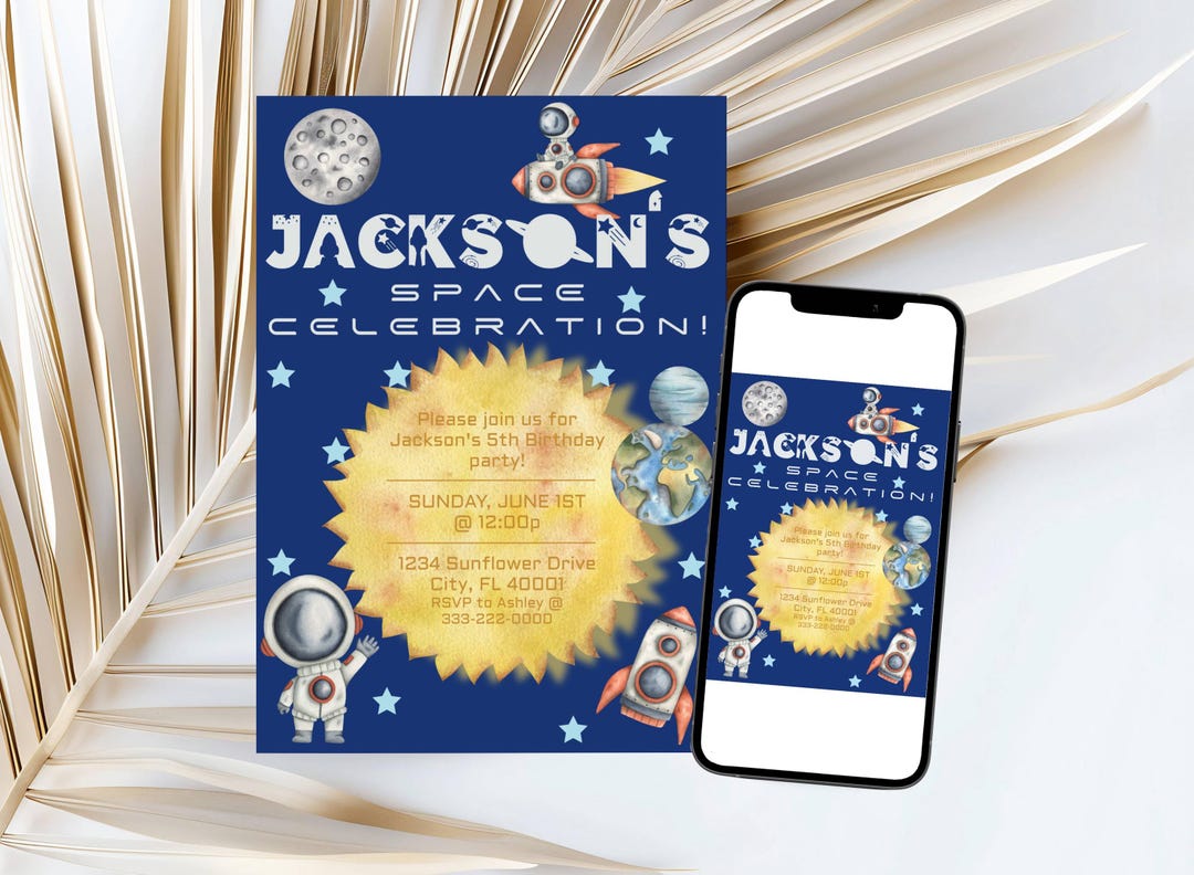 Cosmic Boys Space Birthday Celebration | Customizable Digital ...