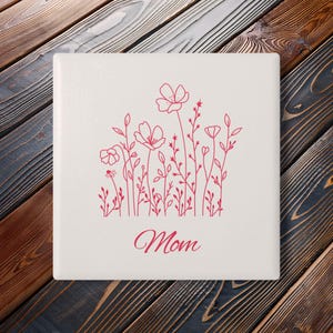 Floral Mom Ceramic Coaster | Thoughtful Gift for Moms | Home Decor ...