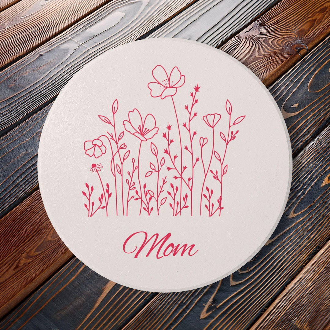 Floral Mom Ceramic Coaster | Thoughtful Gift for Moms | Home Decor ...