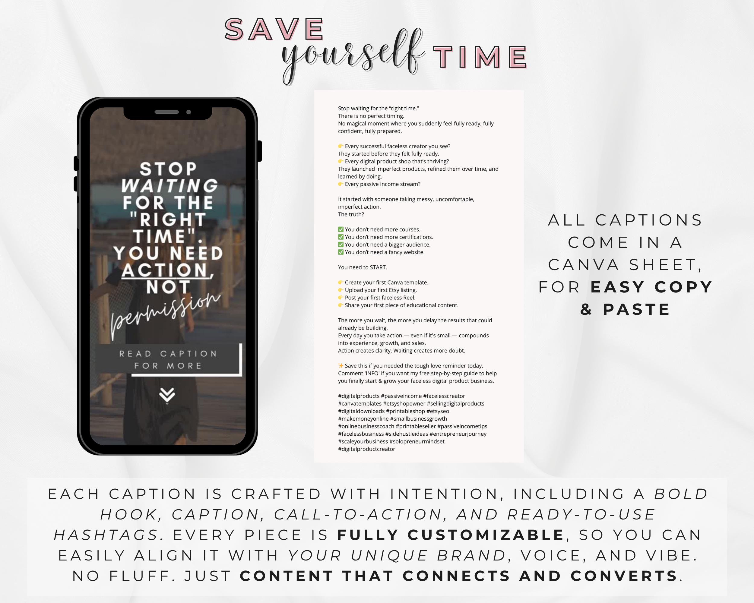 50 Instagram Reels Tiktok Captions W/ Hashtags Template for Digital ...