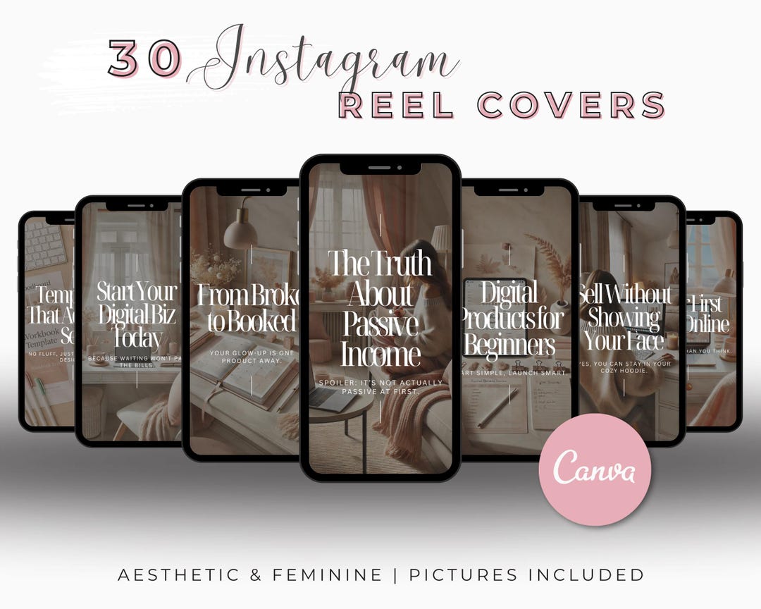 30 Editable Instagram Reels Cover Templates for Canva | Viral Content ...