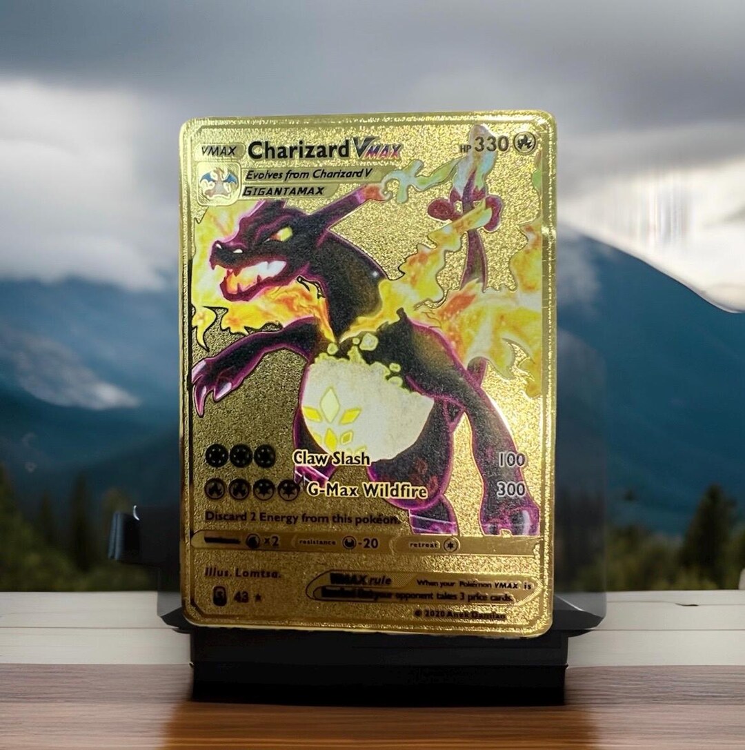 Charizard V & VMAX Stainless Steel Gold Metal Pokemon Card/collectable ...