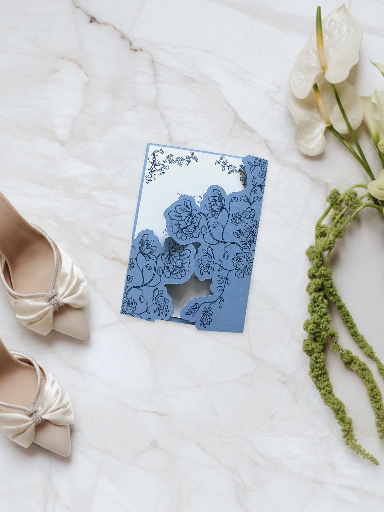 Blue Baroque Wedding Invitation & Jacket Template | Cricut Print Then ...