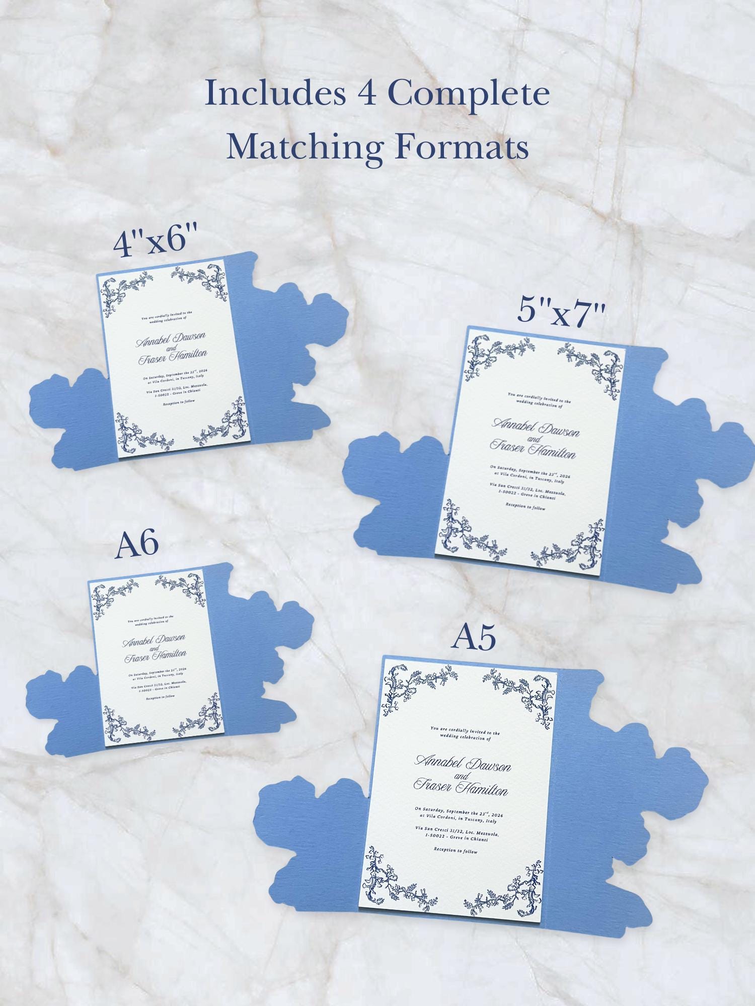 Blue Baroque Wedding Invitation & Jacket Template | Cricut Print Then ...