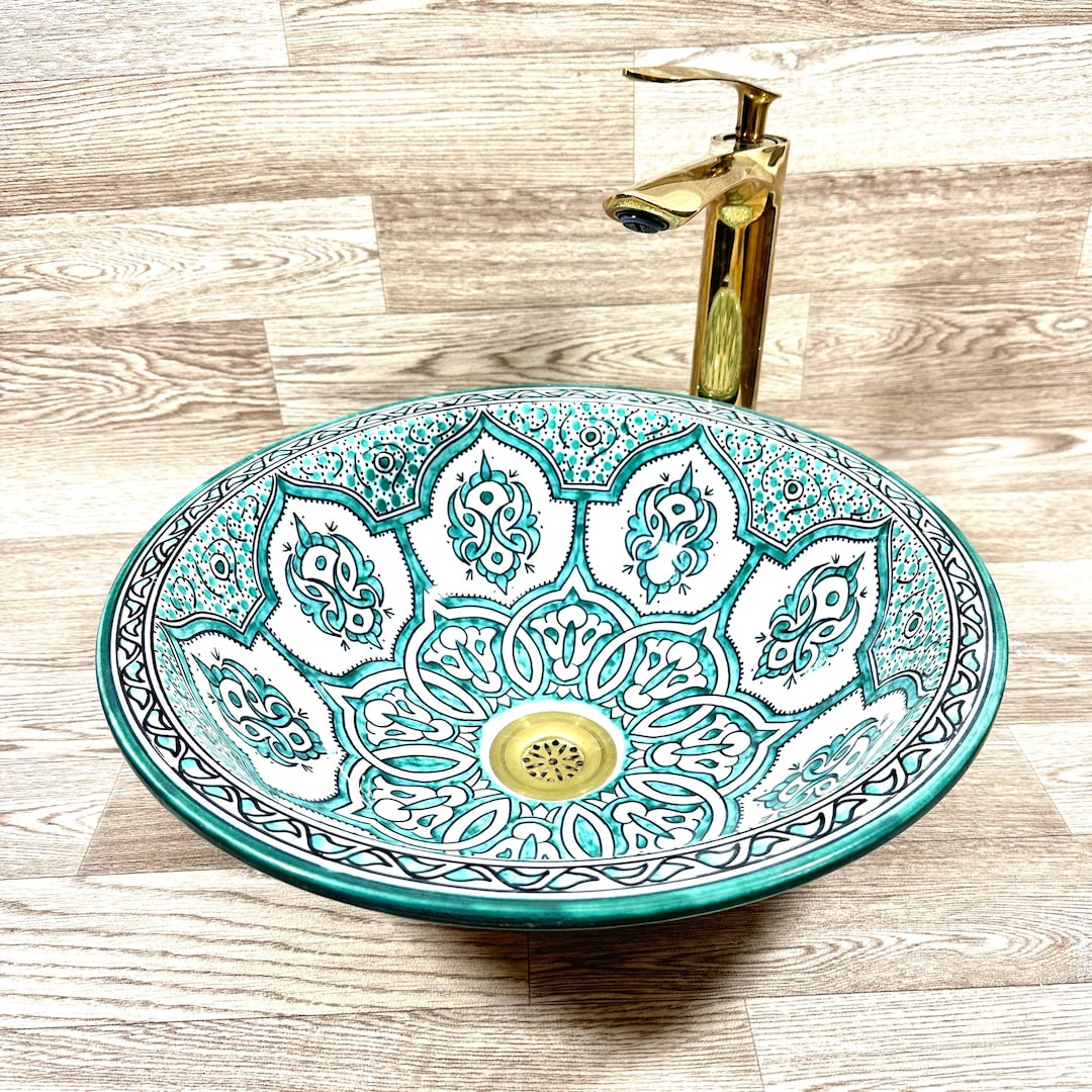 Round Ceramic Sink-bathroom Wash Basin-ceramic Sink-moroccan Ceramic ...
