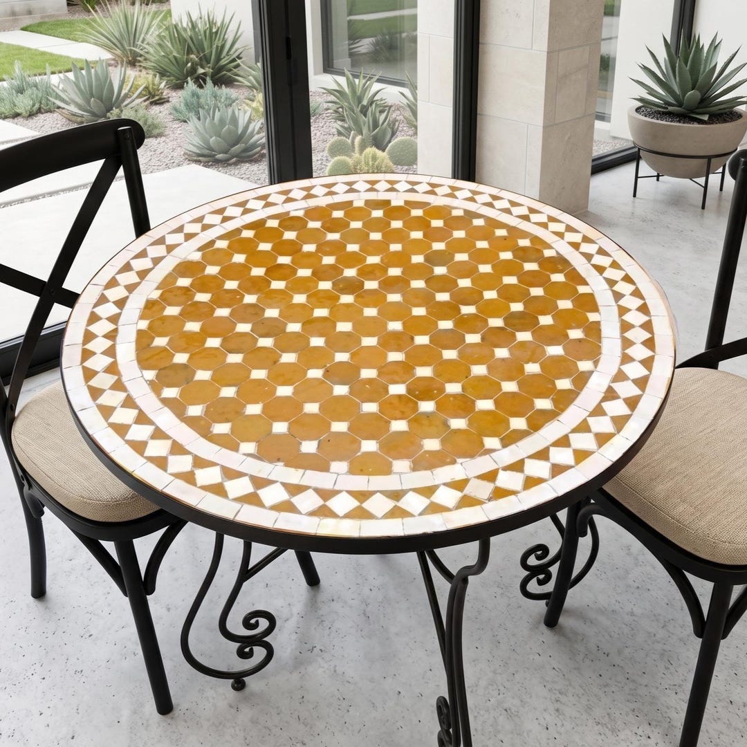 Minimalist Mosaic Round Side Table - Handcrafted Modern Table - Etsy