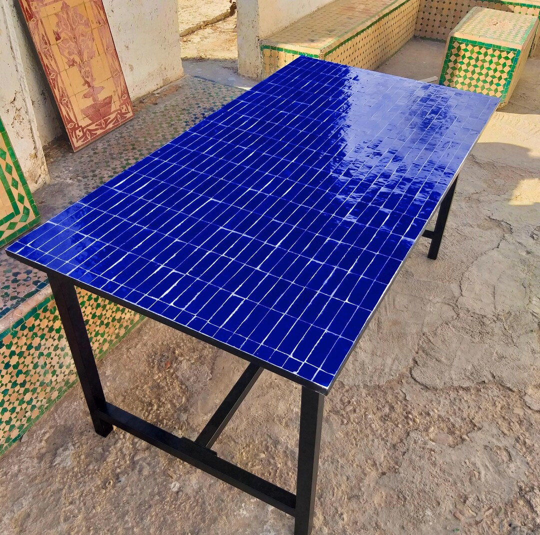 Blue Moroccan Zellige Table ,rectangular Mosaic Table, Dining Table ...