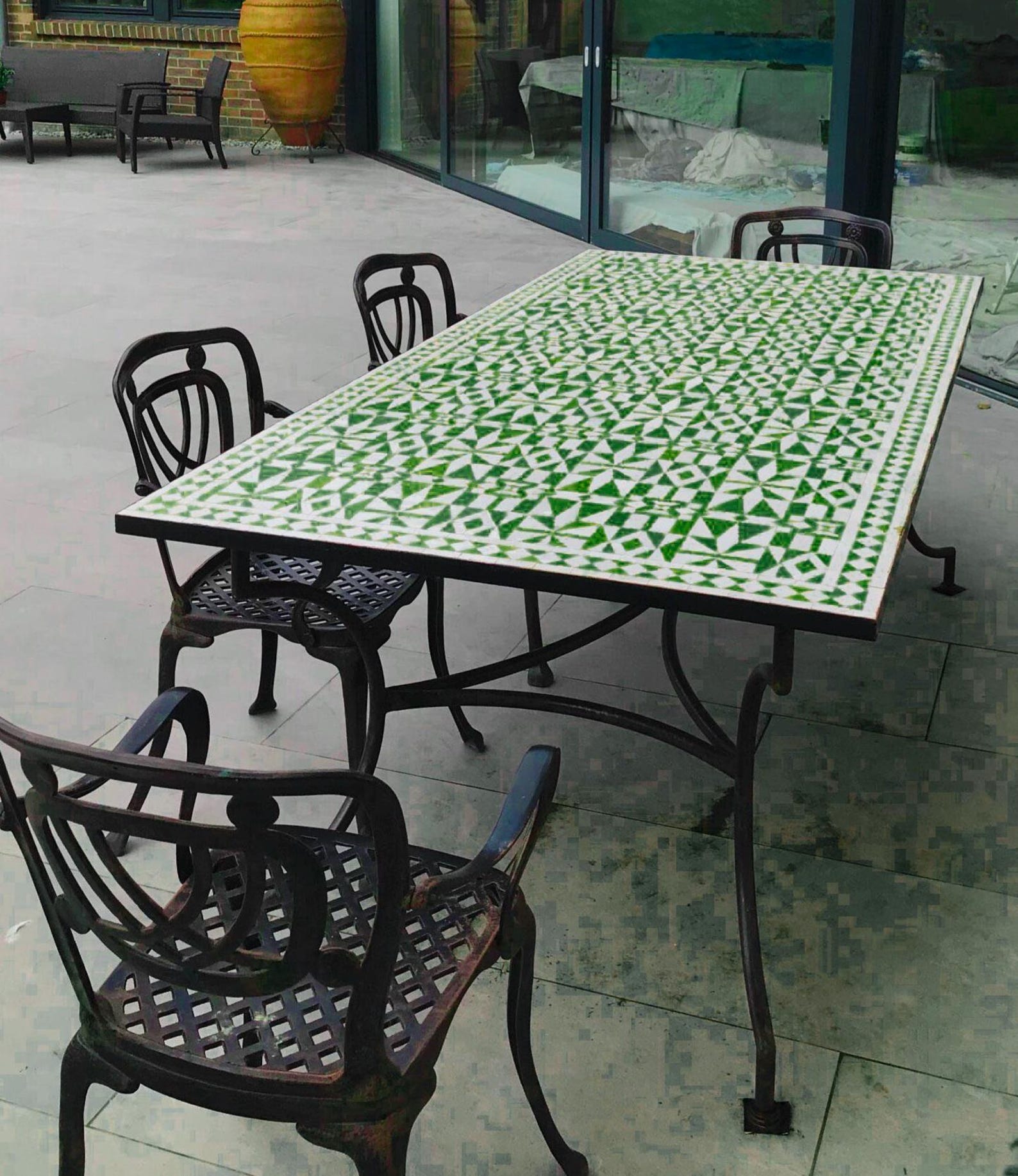 Rectangular Mosaic Table, Unique Moroccan Zellige Tile Table for Boho ...